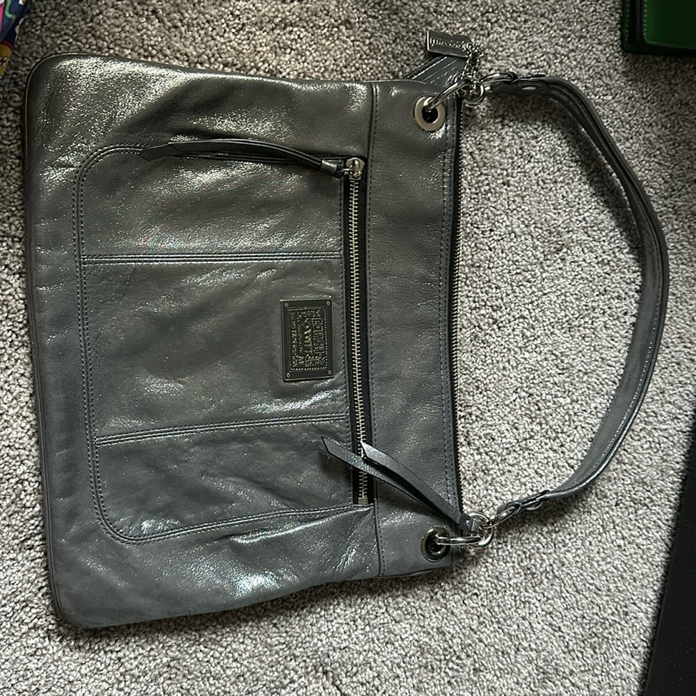 Coach Silver Metallic Handbag. - Gem